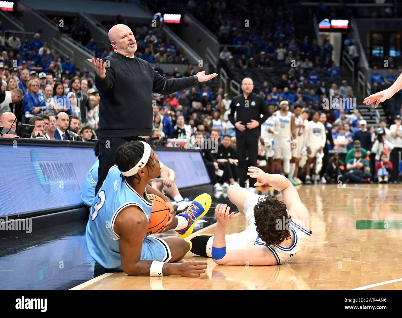 ST. LOUIS, MO - MARCH 10: Indiana State guard Ryan Conwell (3) and ...