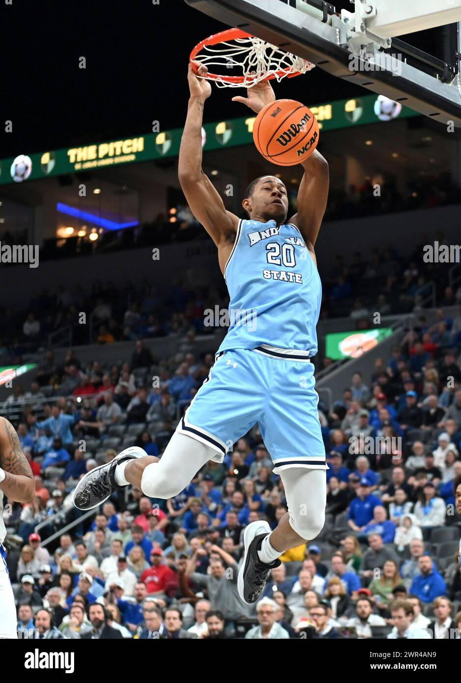 ST. LOUIS, MO - MARCH 10: Indiana State guard Jayson Kent (20) dunks ...