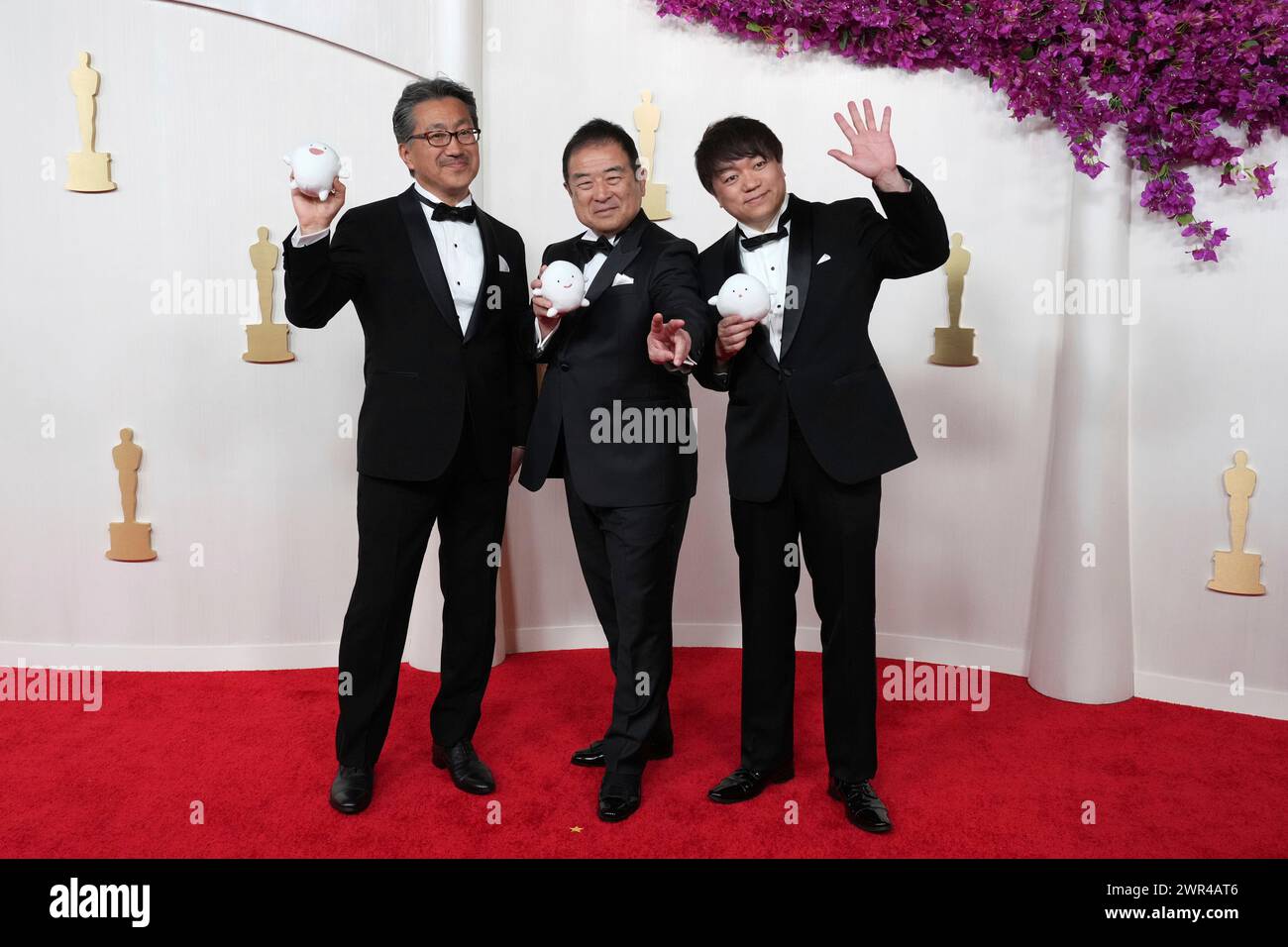 Kiyofumi Nakajima, from left, Hiroyuki Fukuda and Kenichi Yoda arrive ...