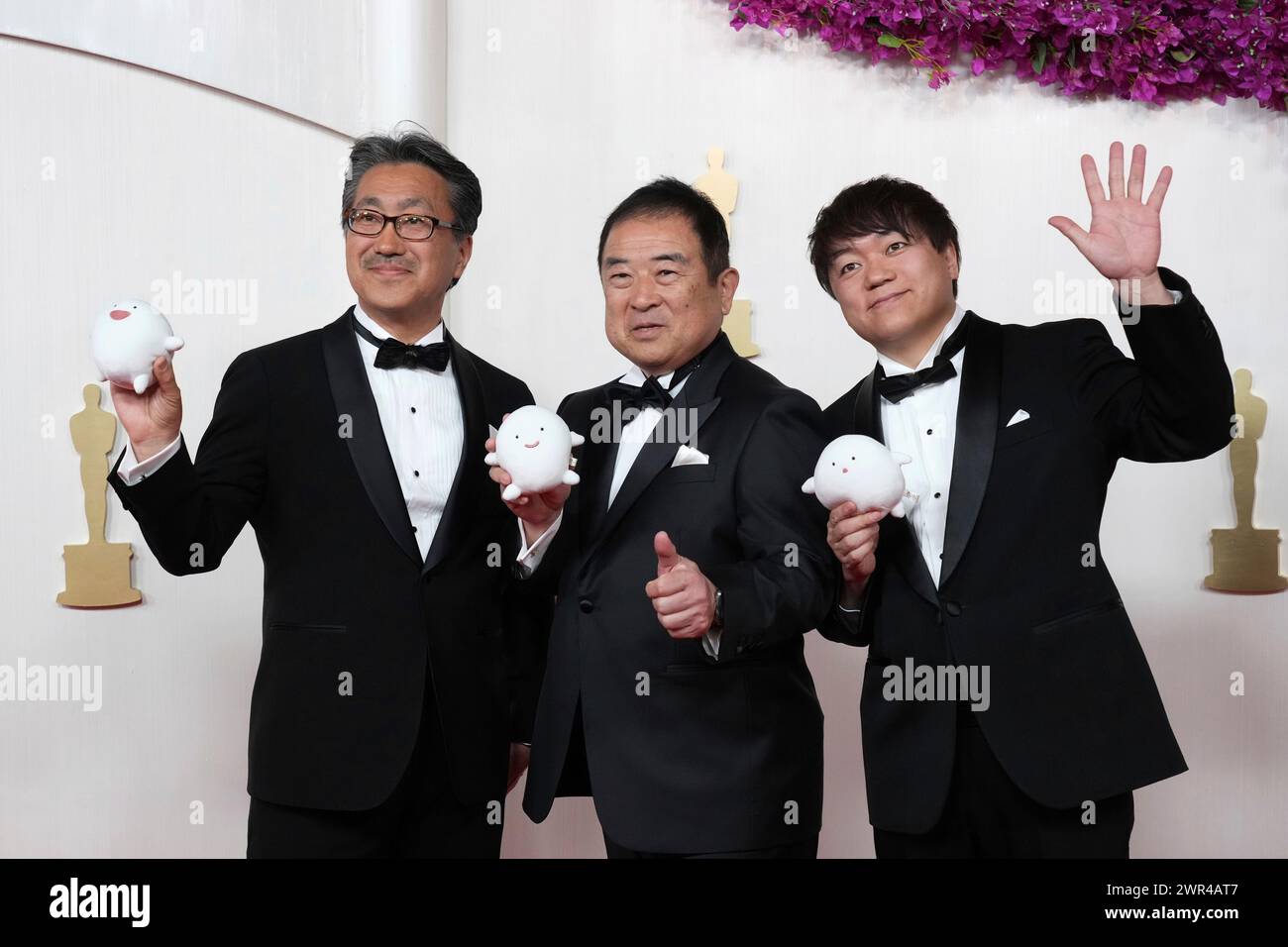 Kiyofumi Nakajima, from left, Hiroyuki Fukuda and Kenichi Yoda arrive ...