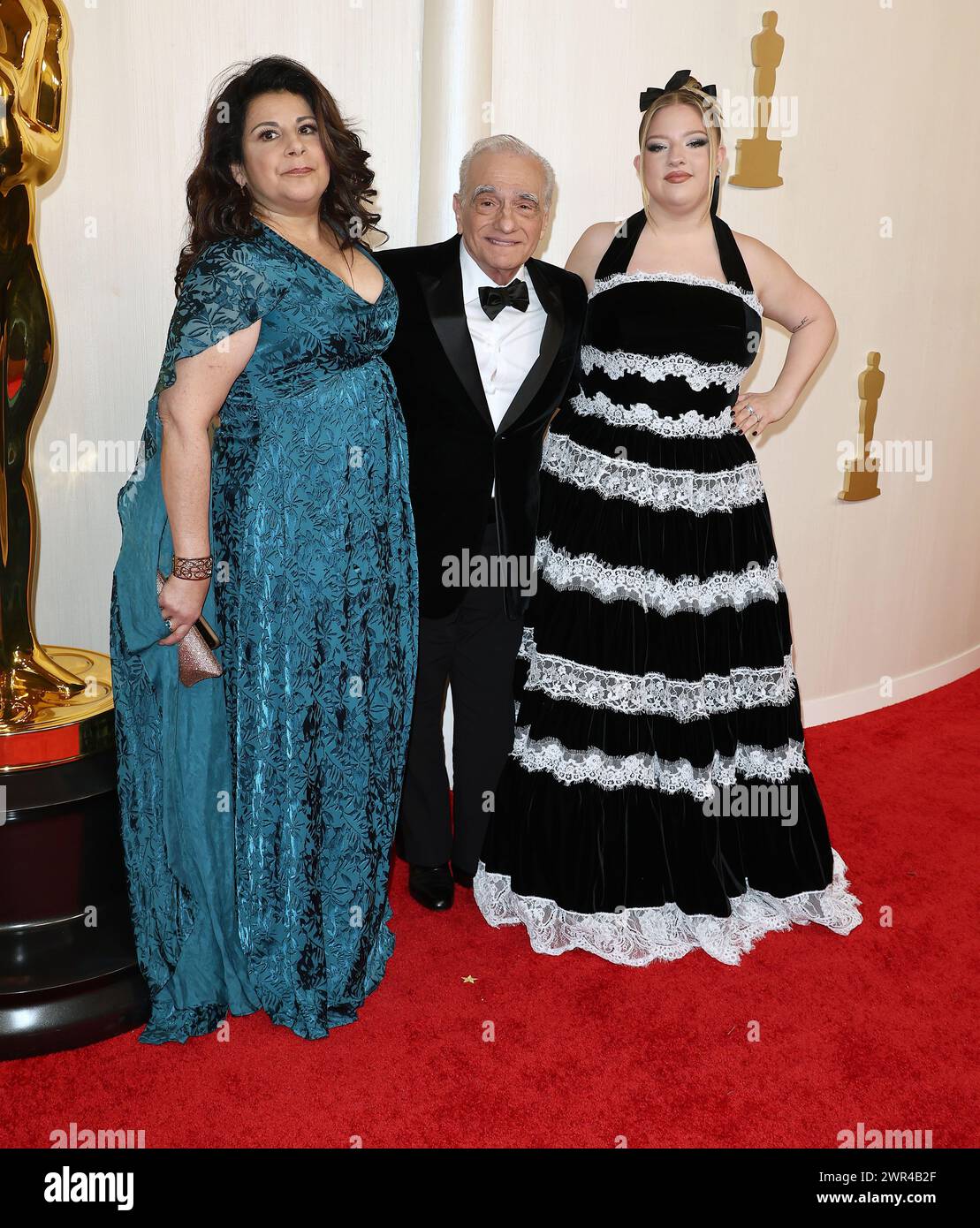 Los Angeles, USA. 10th Mar, 2024. Cathy Scorsese, Martin Scorsese, Francesca Scorsese walking on ...