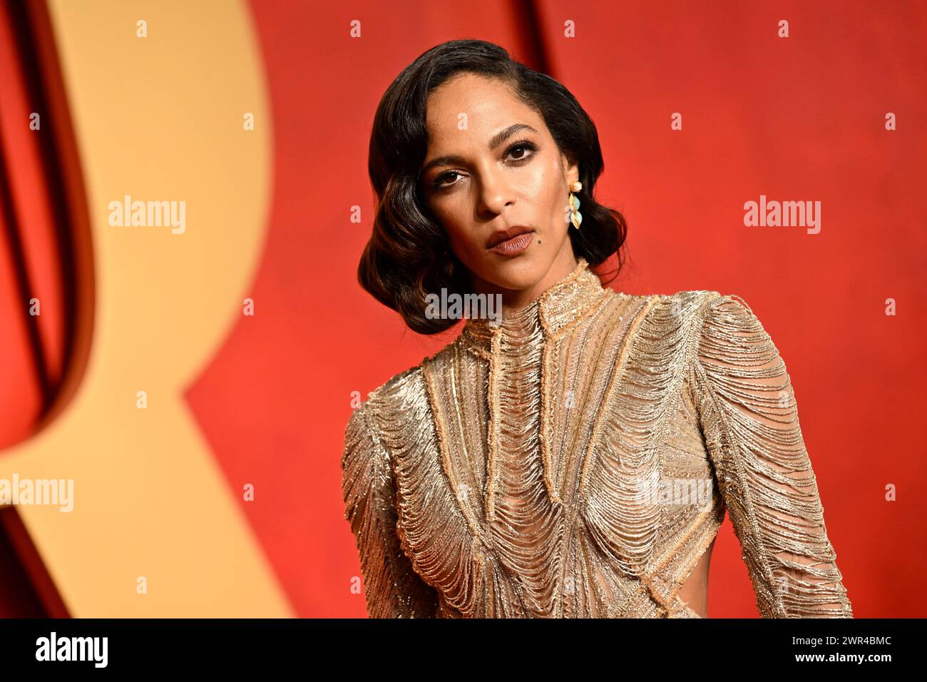 Megalyn Echikunwoke arrives at the Vanity Fair Oscar Party on Sunday ...