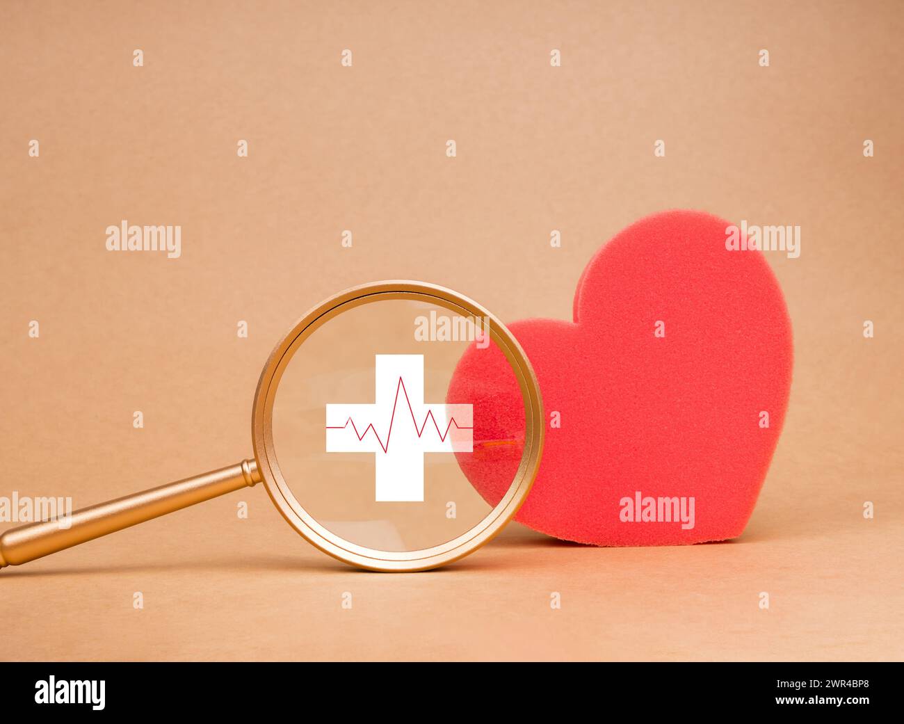 Heart medical check up, healthcare concept. Red pulse beat measure icon ...