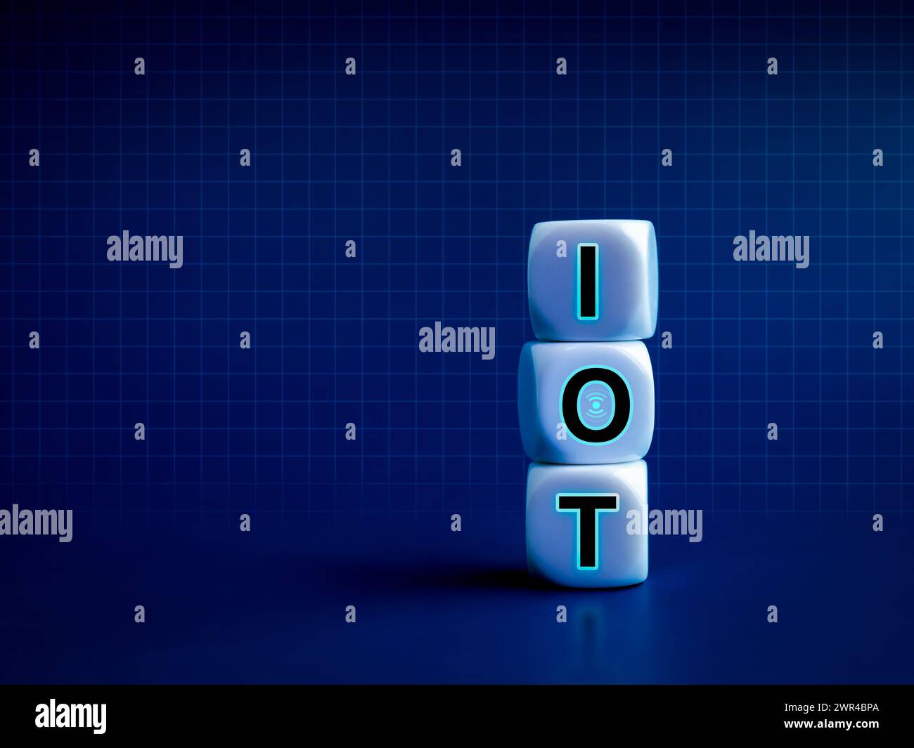 IOT, Internet of things concept. Acronym "IOT" on white block stacks on ...
