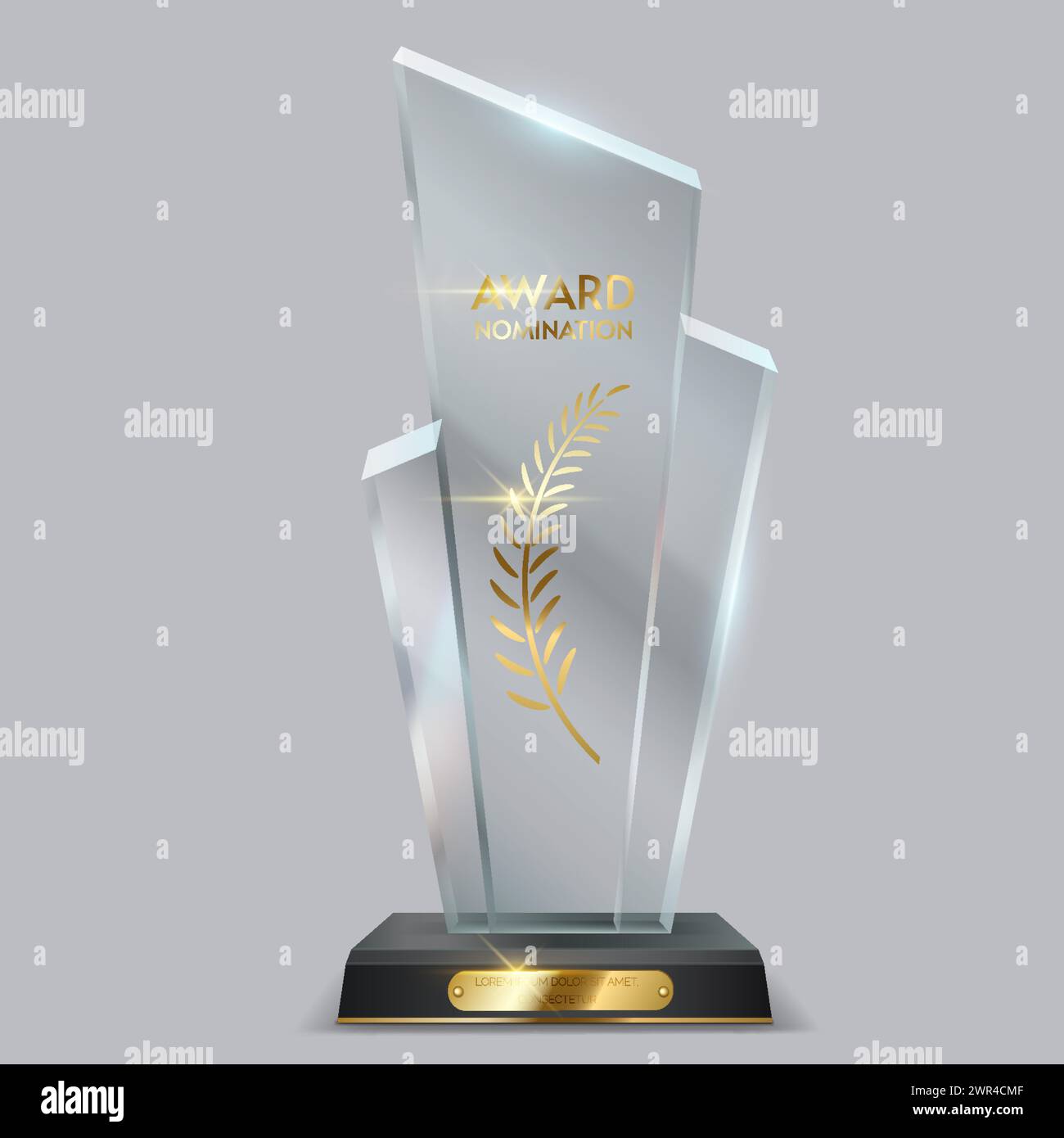 Star glass award trophy with golden decor realistic vector illustration ...