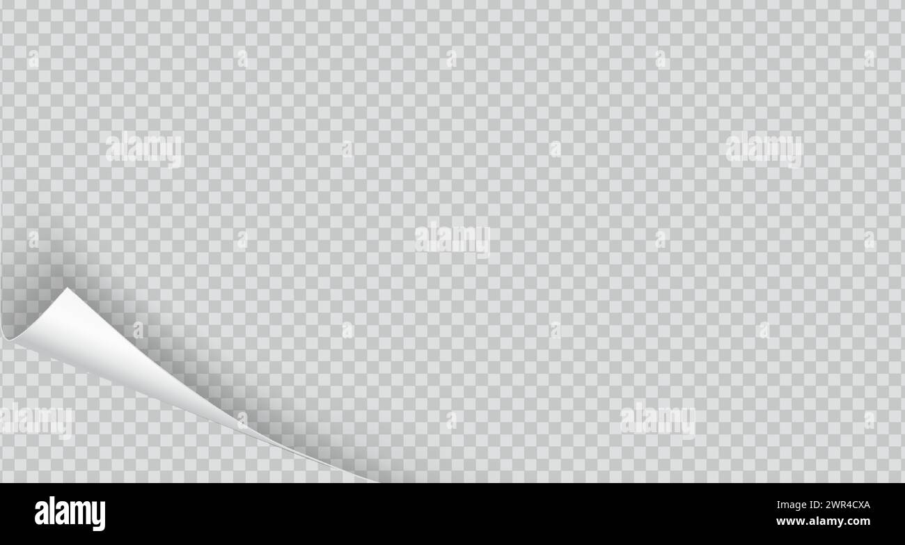 Curled corner of paper with shadow realistic vector illustration ...