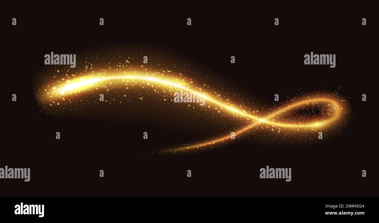 Mystic golden glitter trace realistic vector illustration. Brilliant ...