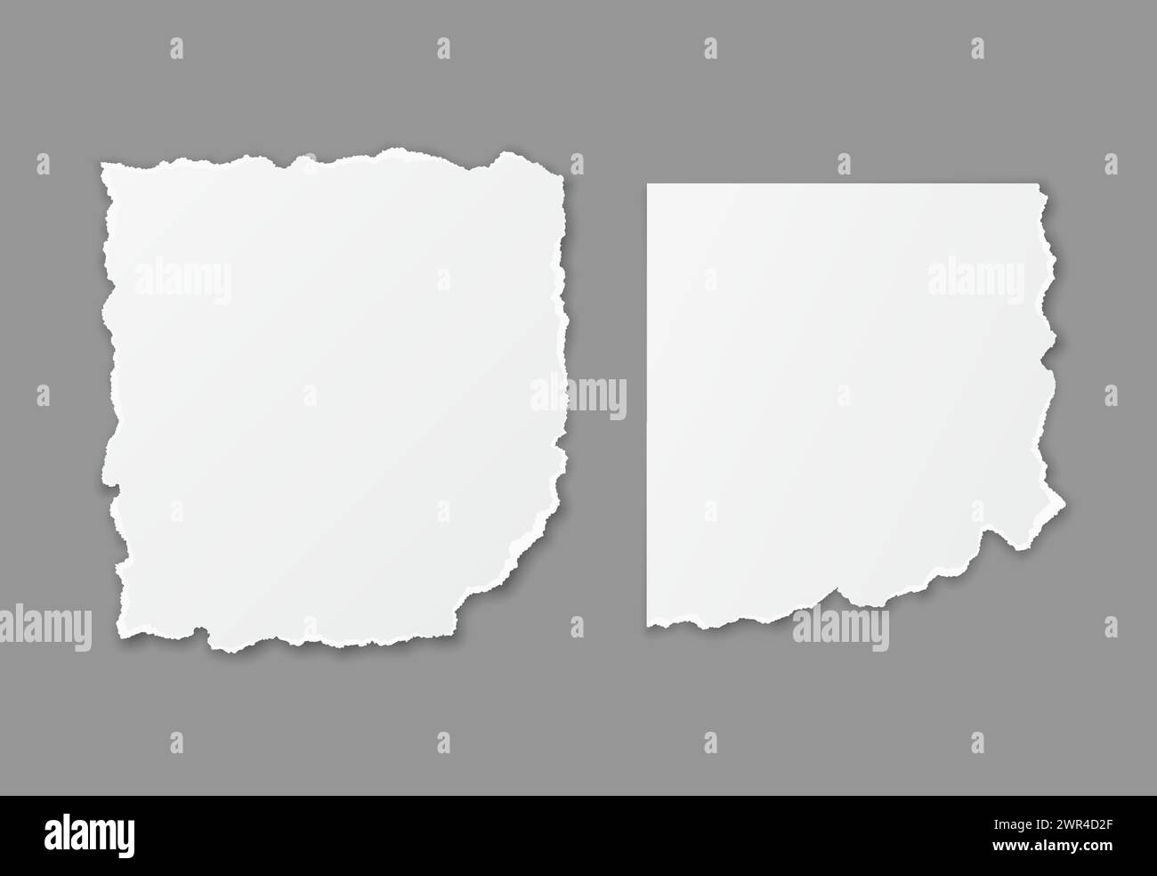 Ripped edged paper sheets realistic vector illustration set. White ...