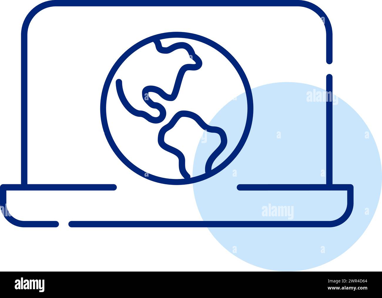 Earth globe on laptop screen. Digital interface for users to explore ...