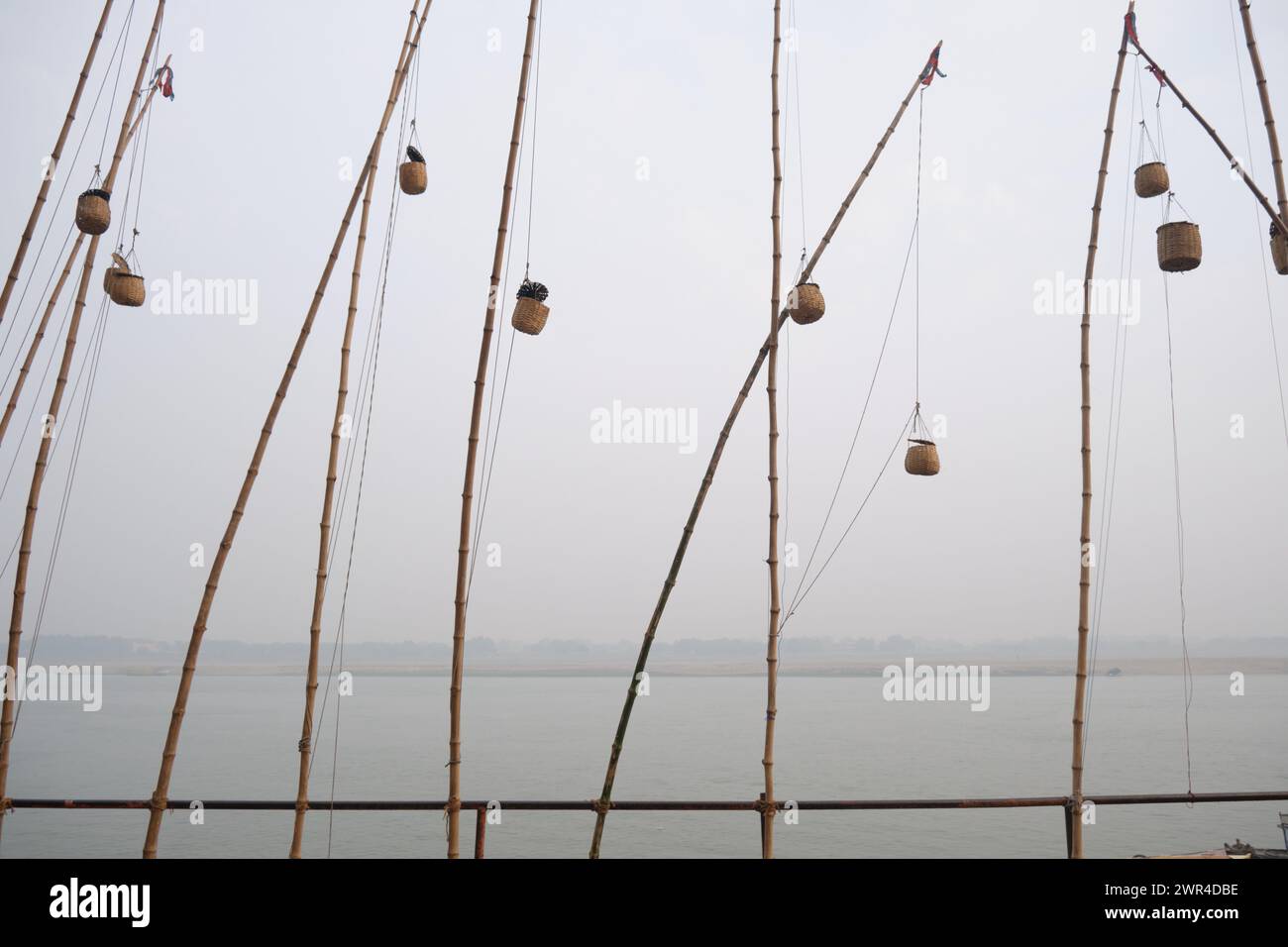 Sky lanterns mounted on Bamboo poles to mark Hindu festivities (Akash ...