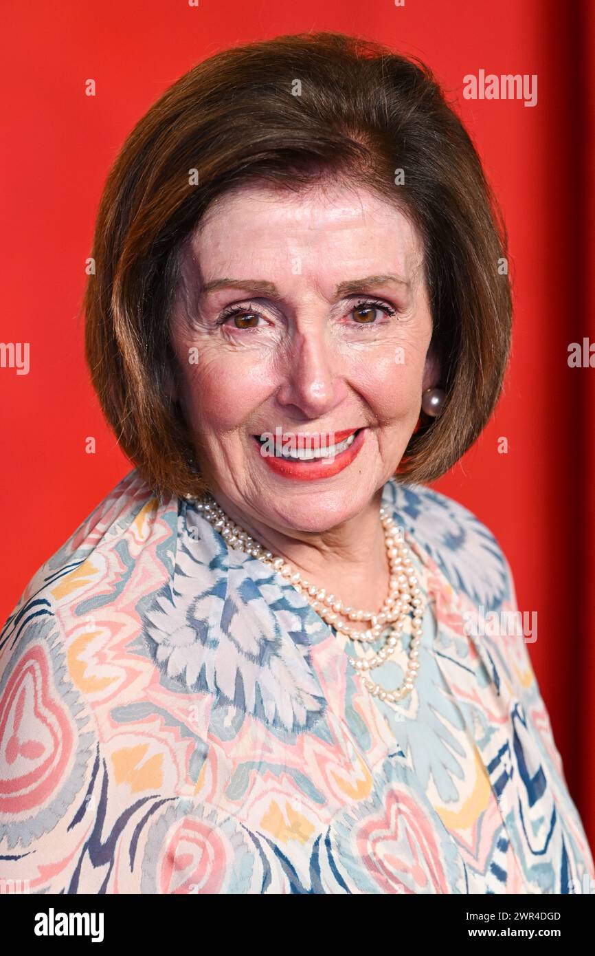 Los Angeles, USA. March 10th, 2024. Nancy Pelosi arriving at the Vanity ...