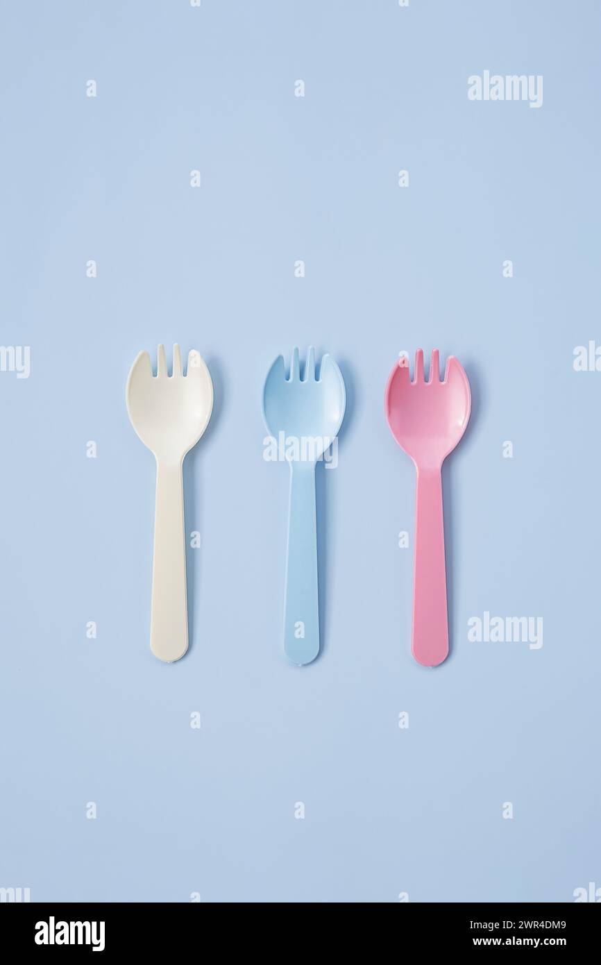 Set of colourful small forks for kids Stock Photo - Alamy