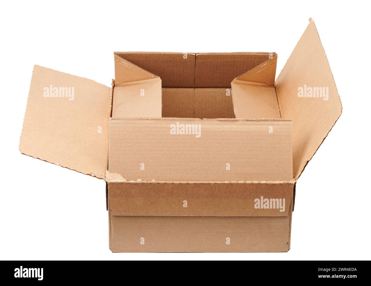 Open package box perspective view isolated on studio background Stock ...