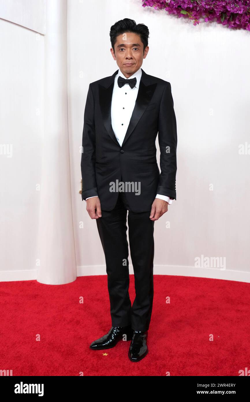 Kazuhiro Tsuji arrives at the Oscars on Sunday, March 10, 2024, at the Dolby Theatre in Los ...
