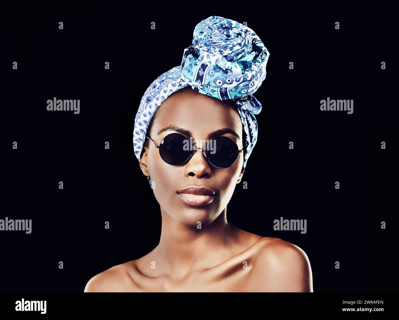 Portrait, fashion and tradition with African woman in studio isolated ...