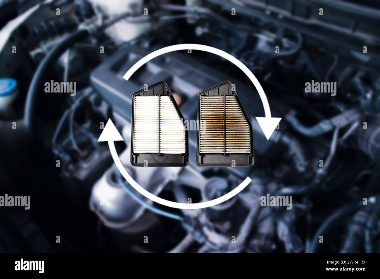 Car air filter, new and old car air filters comparison for replacement ...