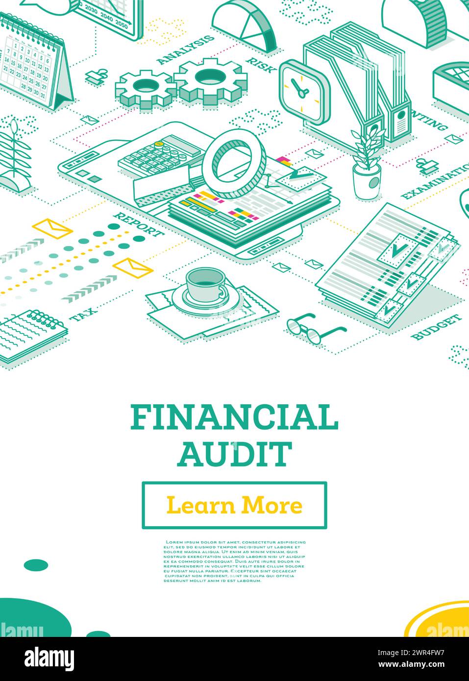 Financial Audit. Isometric Business Concept. Account Tax Report. Open ...