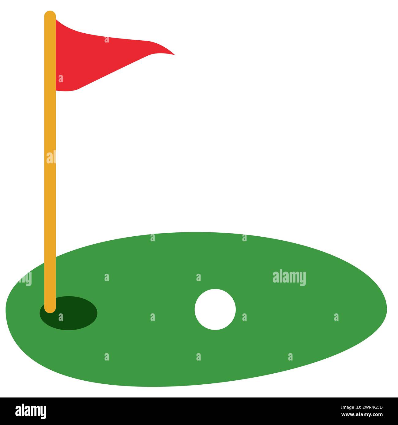 Golf Course Green With Flag Icon Flagstick And Golf Ball Sign Golf