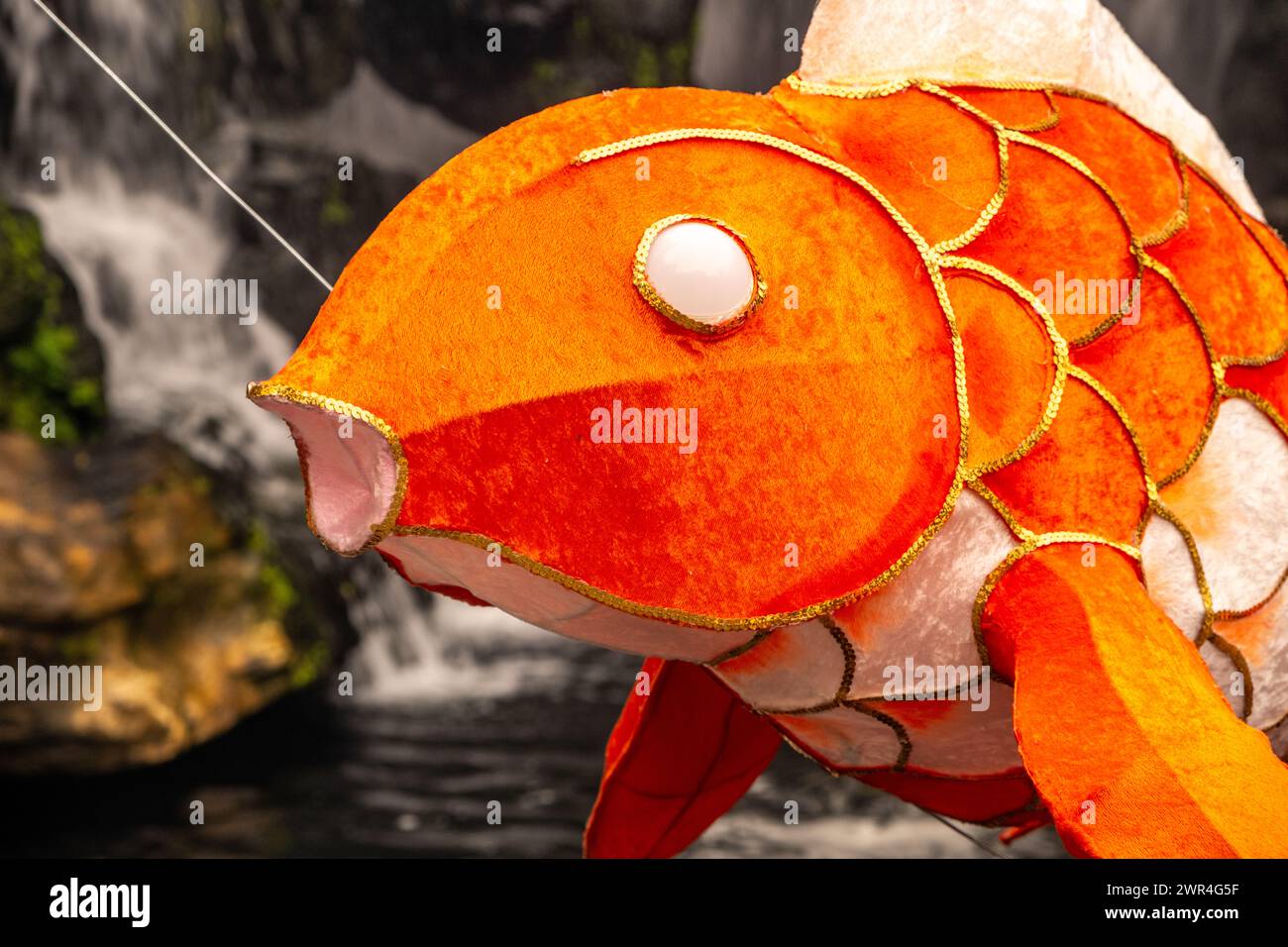Large decorative orange fish at the Longshan Buddhist Temple in Taipei ...