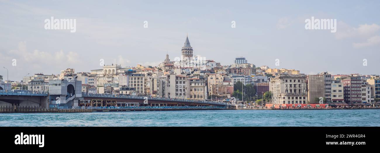 Istanbul city skyline in Turkey, Beyoglu district old houses with ...