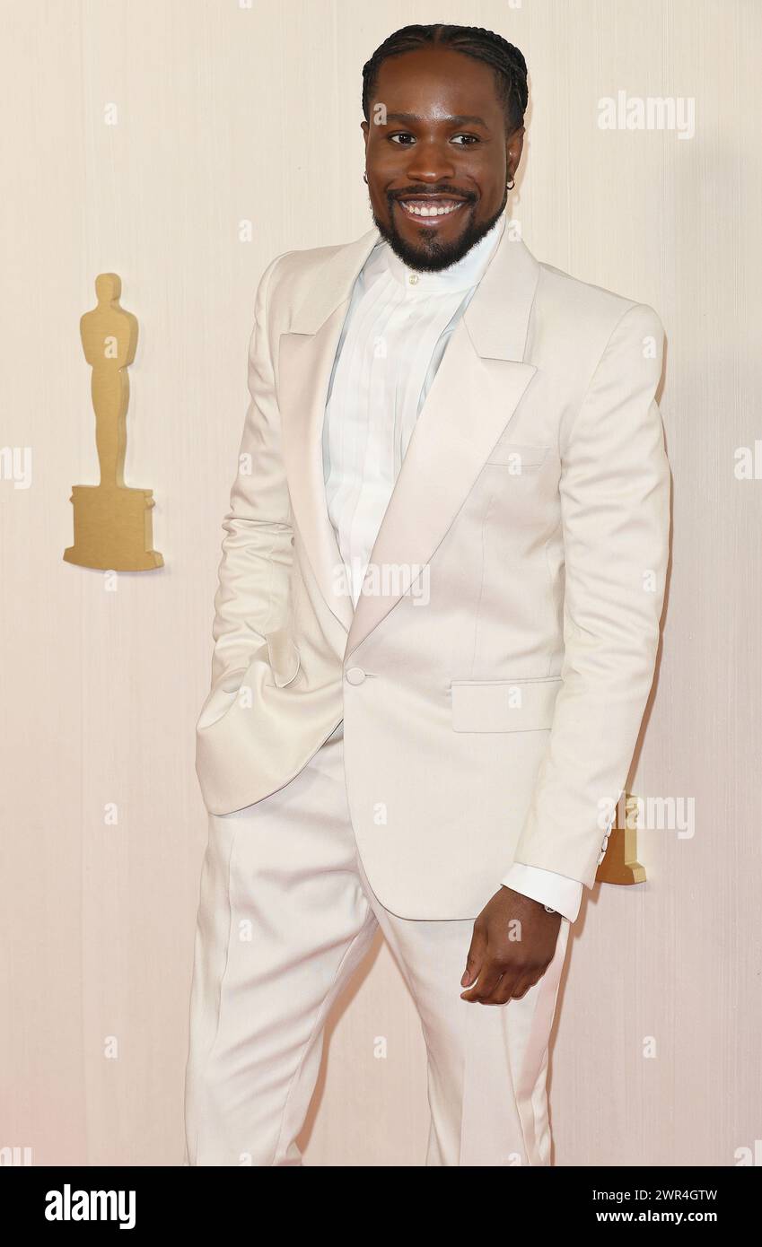 Los Angeles, USA. 10th Mar, 2024. Shameik Moore walking on the red ...