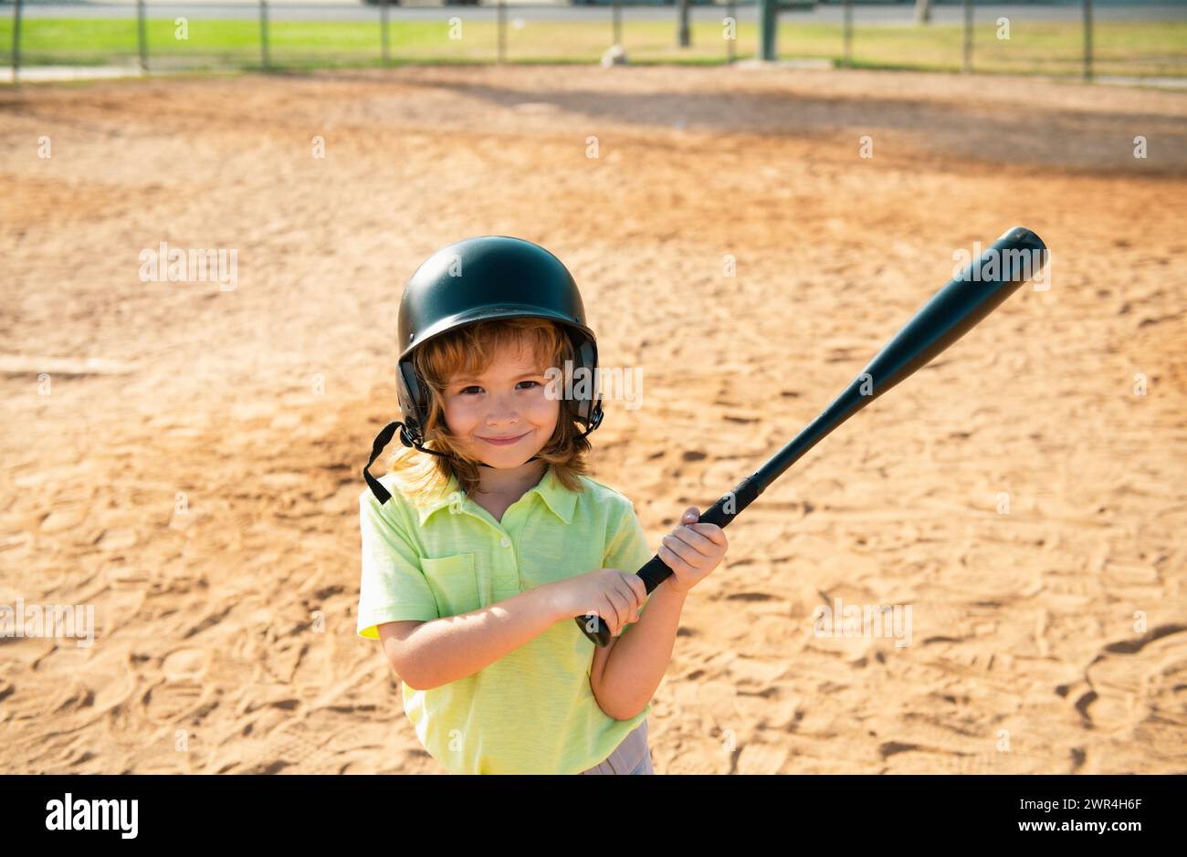 Boy kid posing with a baseball bat. Portrait of child playing baseball ...