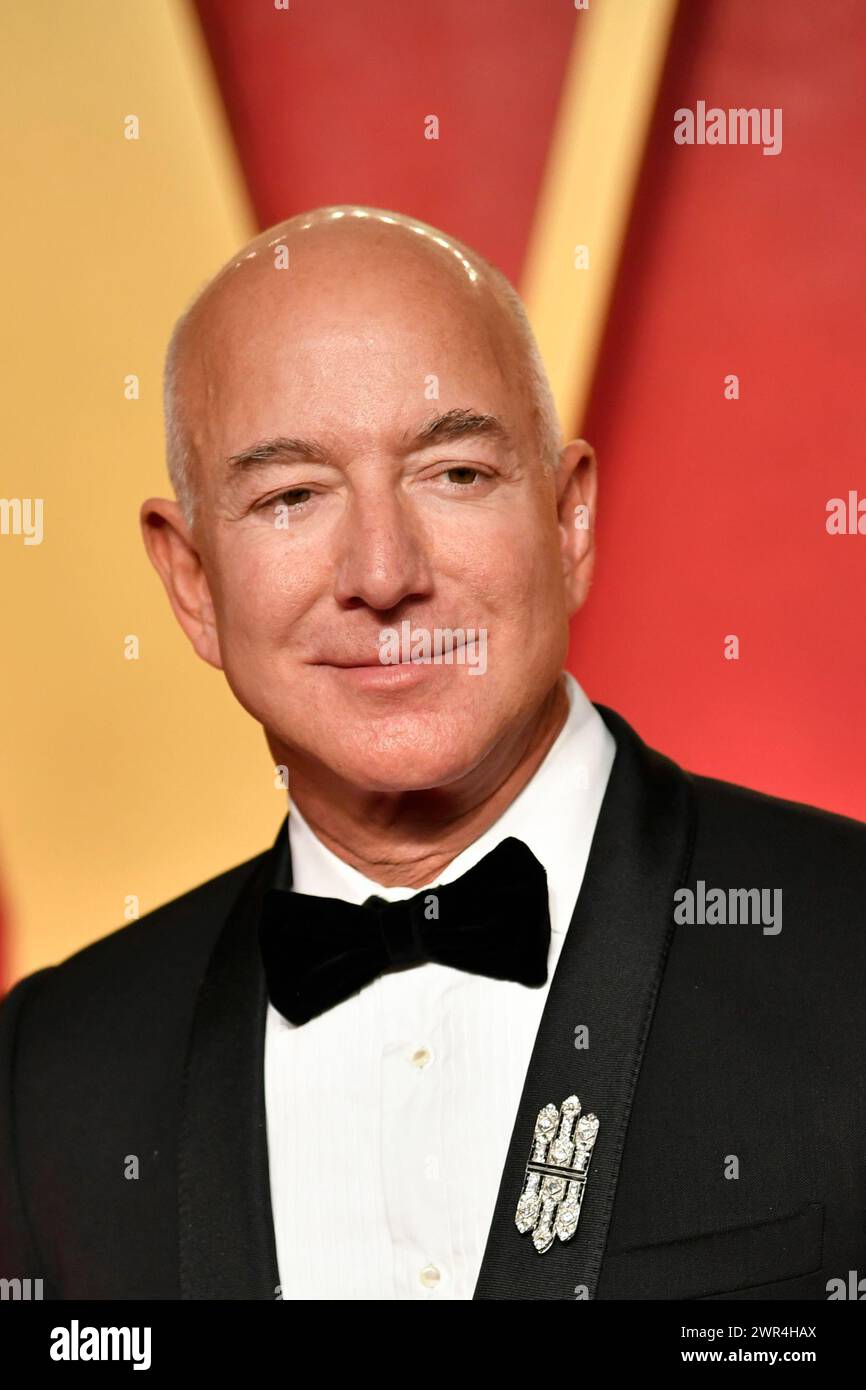 Jeff Bezos arrives at the Vanity Fair Oscar Party on Sunday, March 10 ...