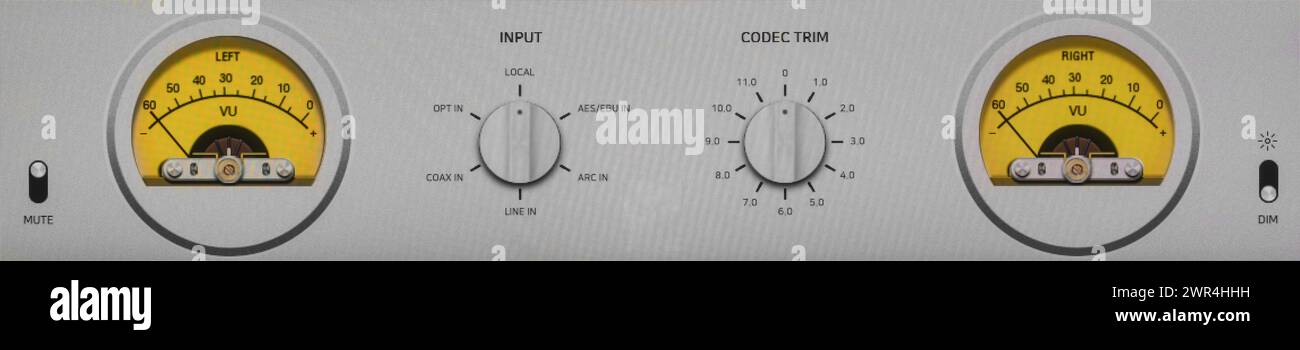 Audio Control Panel LCD Display with Dual VU Audiometers Stock Photo ...