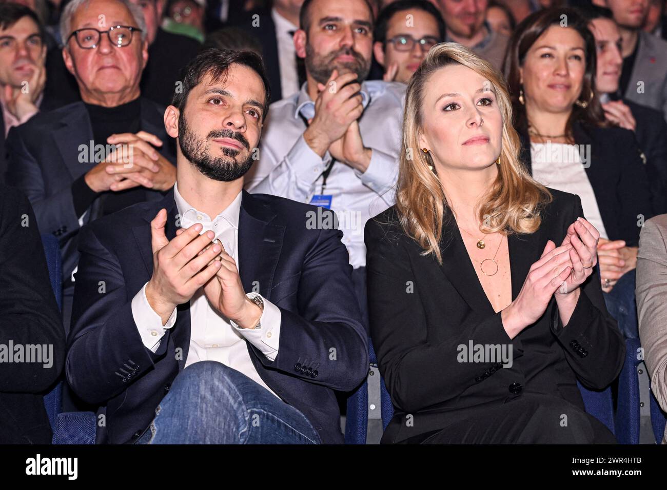 Marion Marechal and her husband Vincenzo Sofo at the European election campaign launch meeting ...