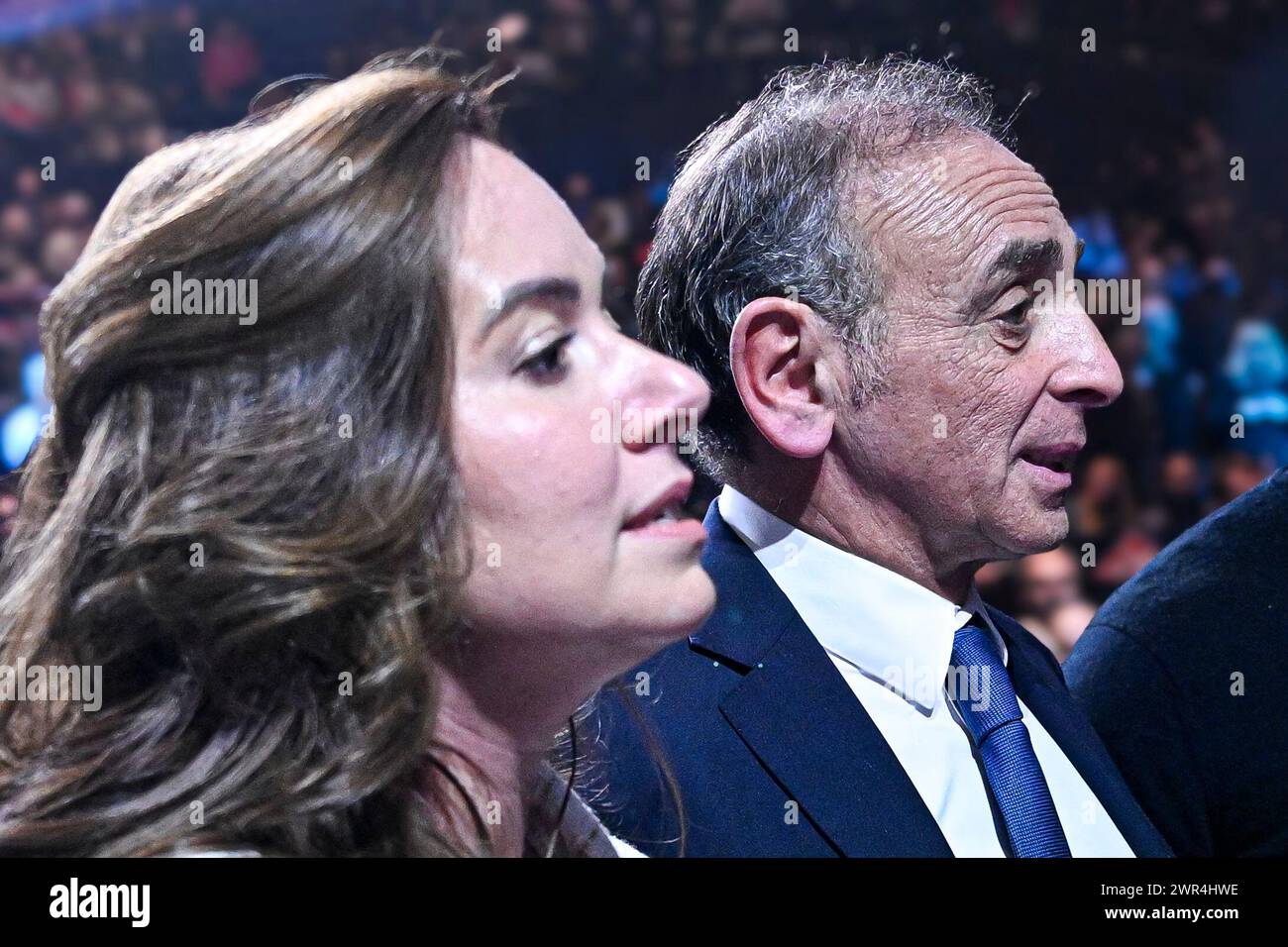 Eric Zemmour and Sarah Knafo at the European election campaign launch ...