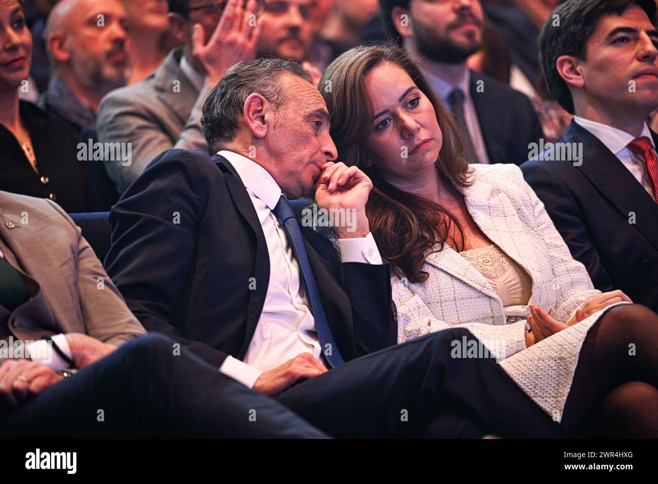 Eric Zemmour and Sarah Knafo at the European election campaign launch ...
