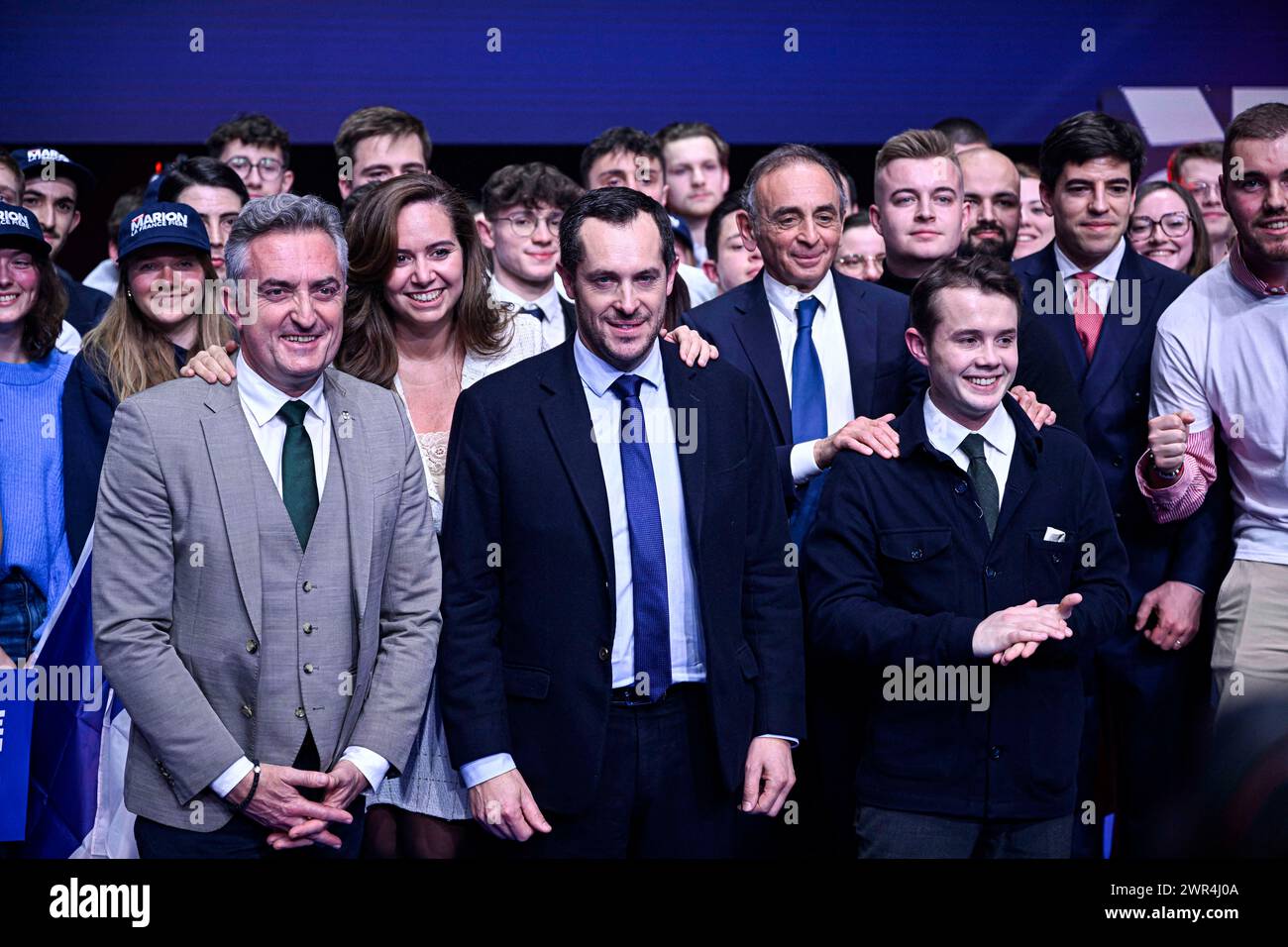 Paris, France. 10th Mar, 2024. Stephane Ravier Nicolas Bay Sarah Knafo ...