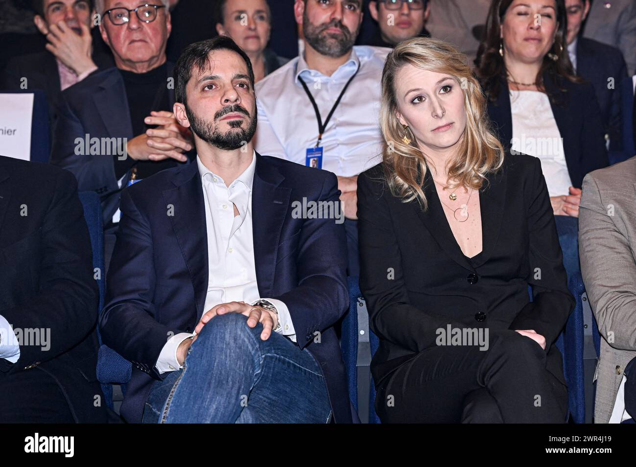 Marion Marechal and her husband Vincenzo Sofo at the European election ...