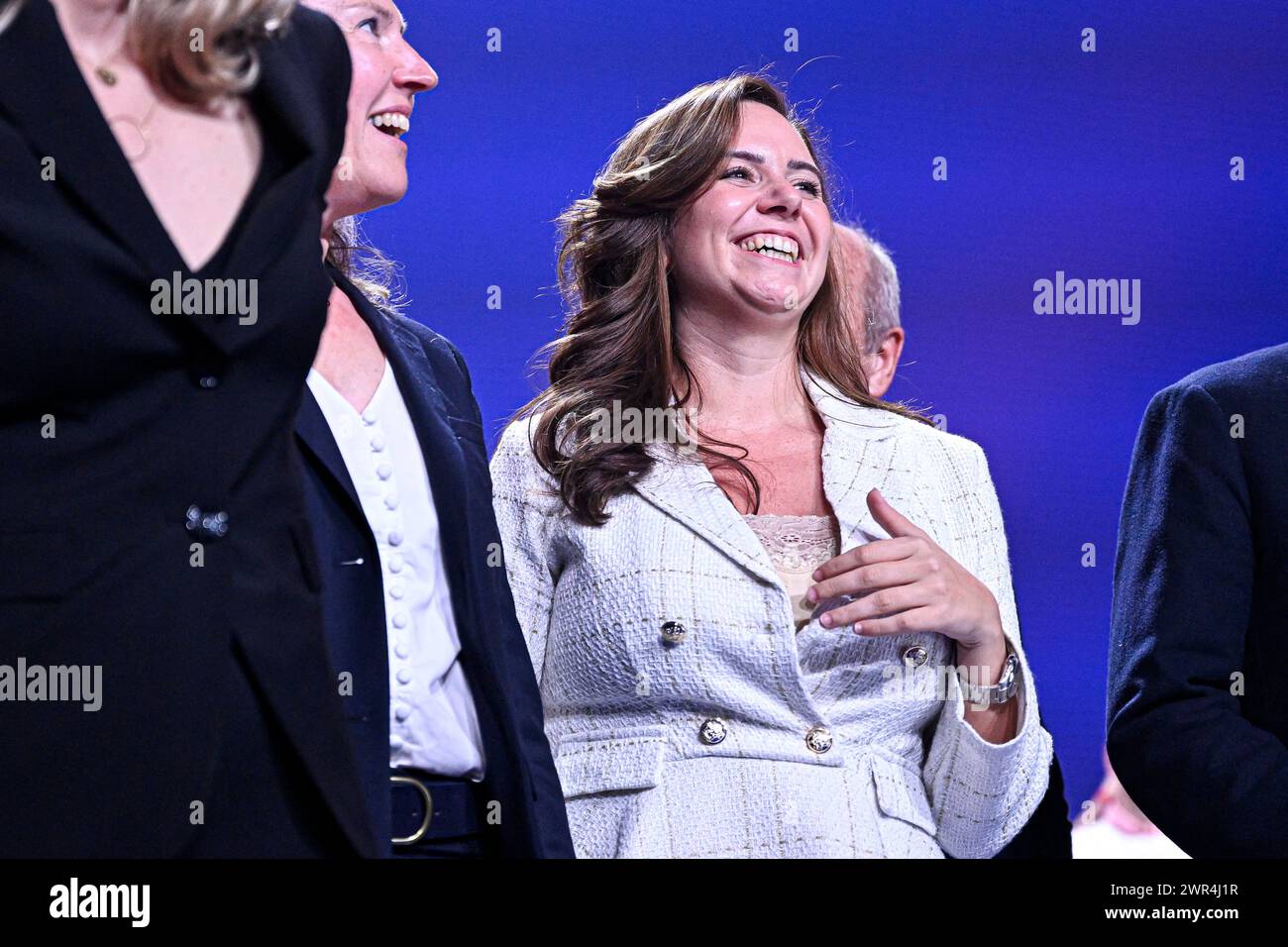 Sarah Knafo at the European election campaign launch meeting of the far ...