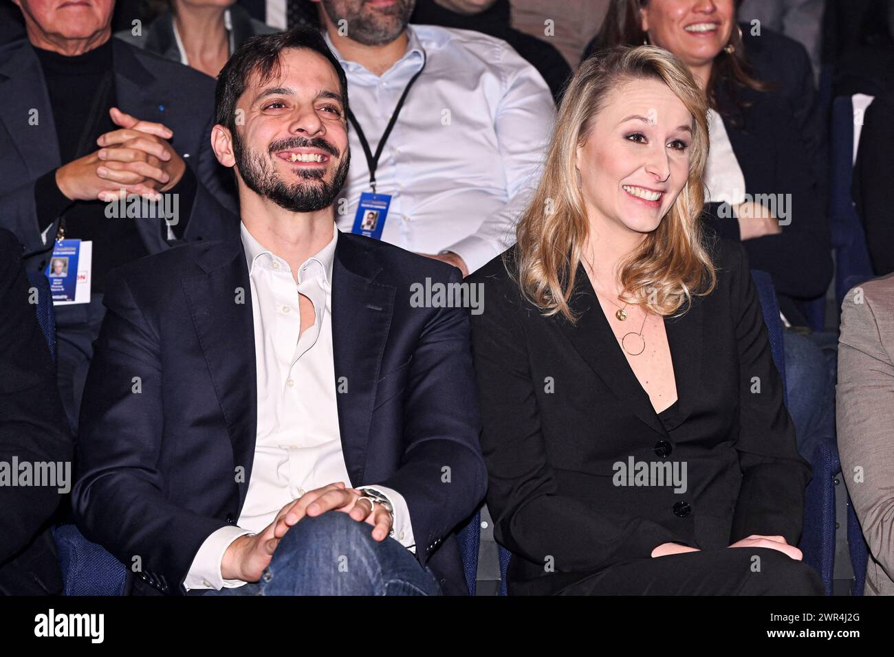Marion Marechal and her husband Vincenzo Sofo at the European election ...