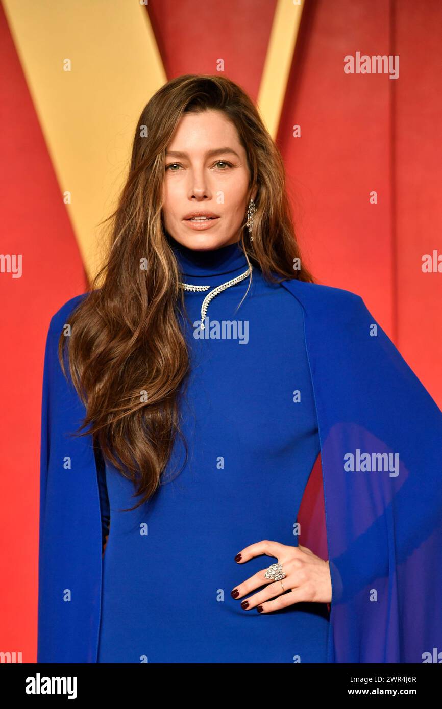 Jessica Biel arrives at the Vanity Fair Oscar Party on Sunday, March 10 ...