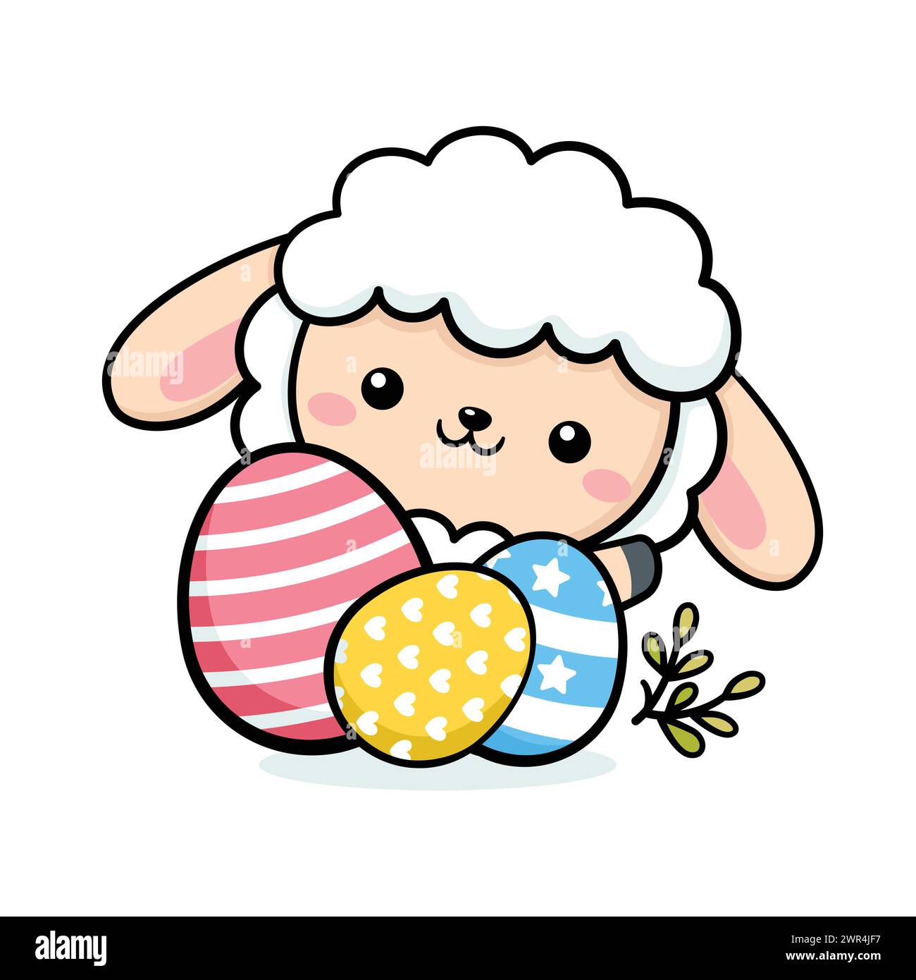 Cute Easter Sheep Wth Eggs Stock Vector Image & Art - Alamy