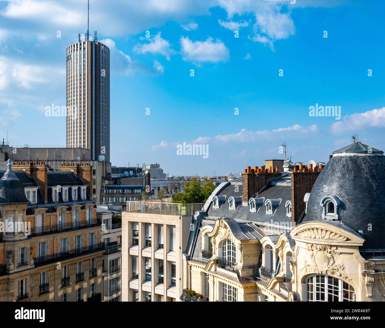 Paris, France, A cityscape with rooftops of classic parisian ...