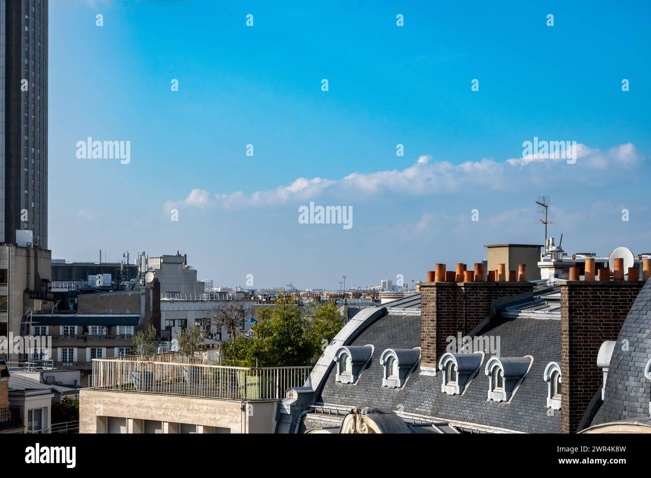Paris, France, A cityscape with rooftops of classic parisian ...