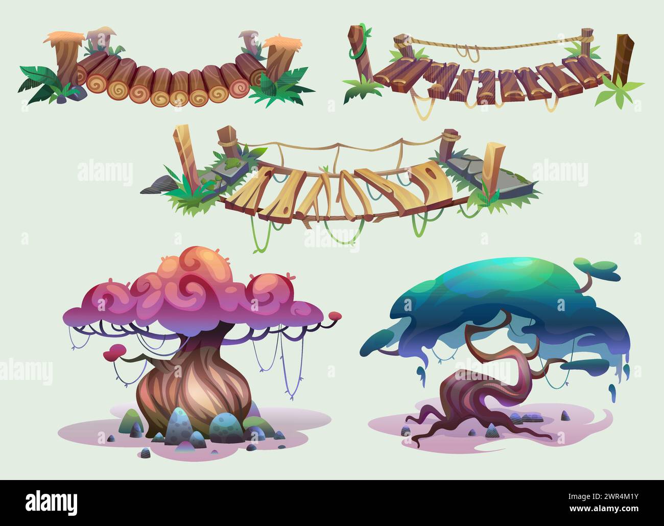 Rope bridge jungle Stock Vector Images - Alamy