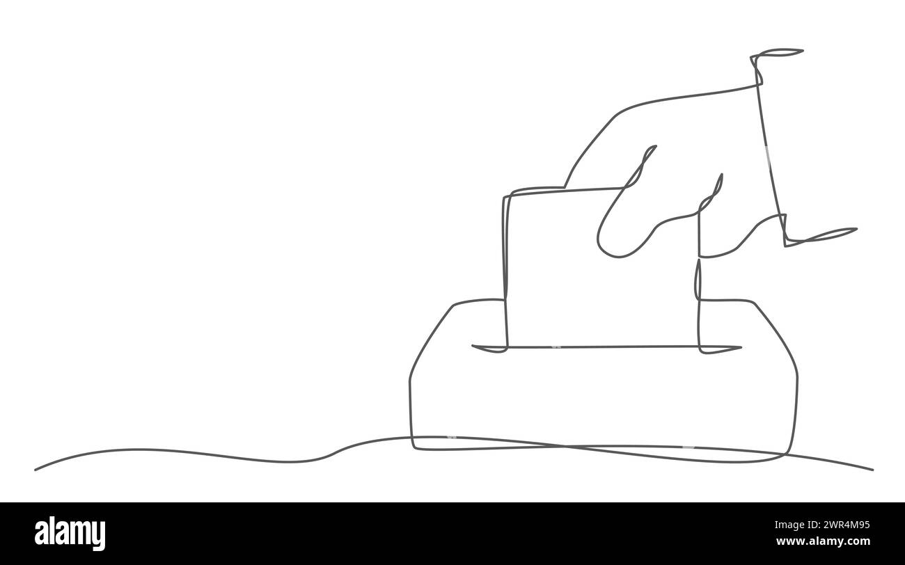 Vote One line drawing isolated on white background Stock Vector Image ...