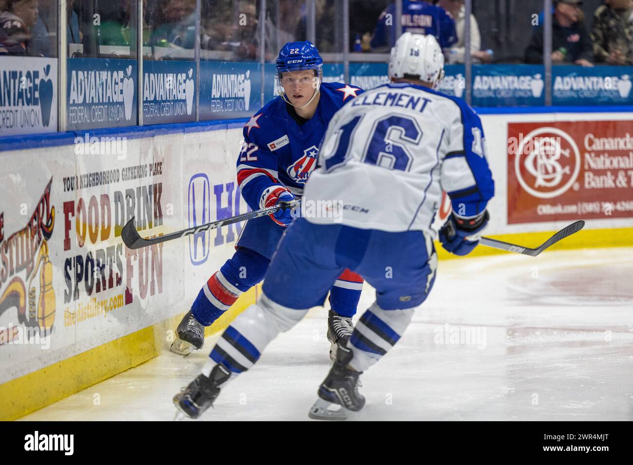 March 8th, 2024: Rochester Americans defenseman Zach Metsa (22) skates ...