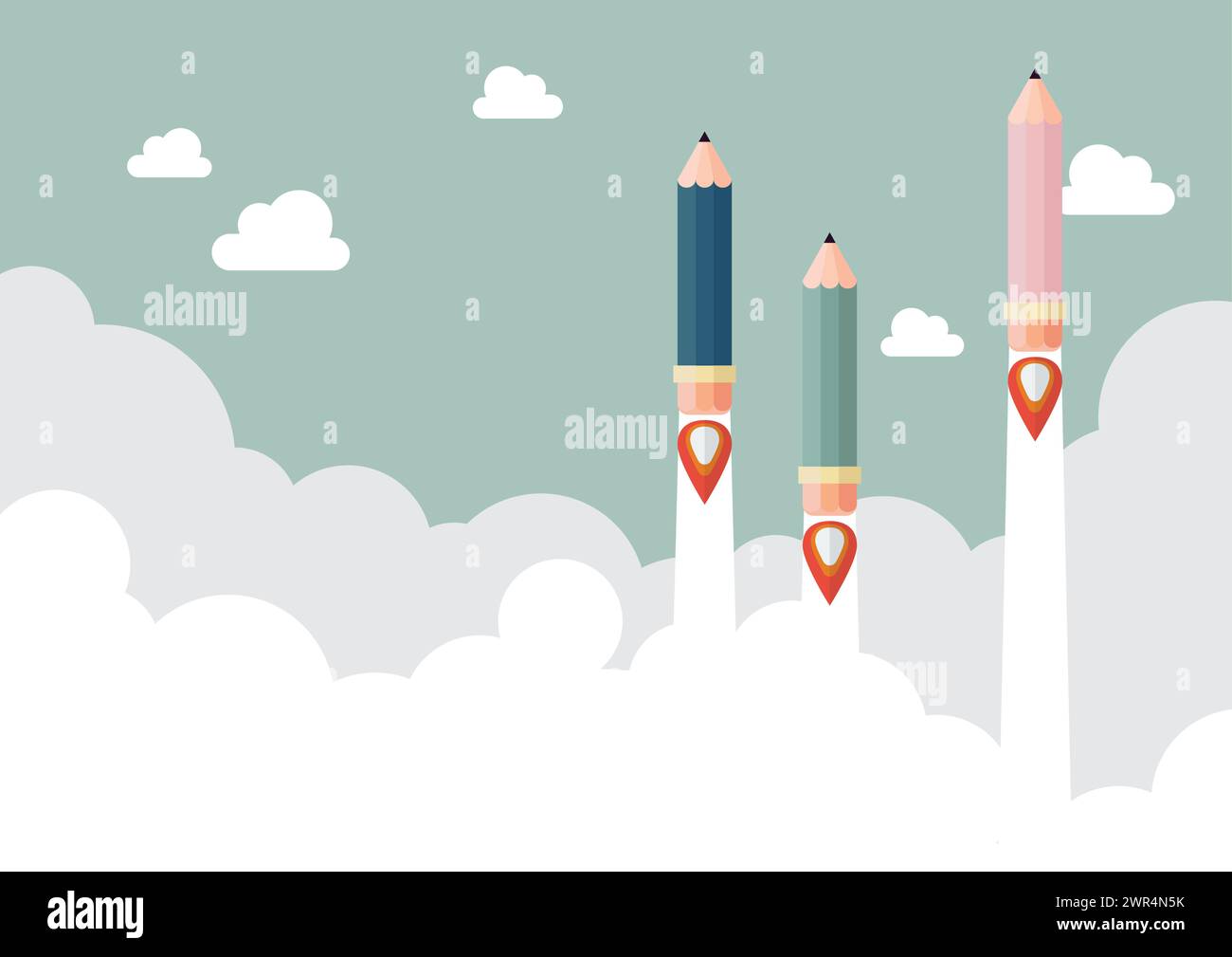 pencil rockets launching. Education concept Stock Vector Image & Art ...