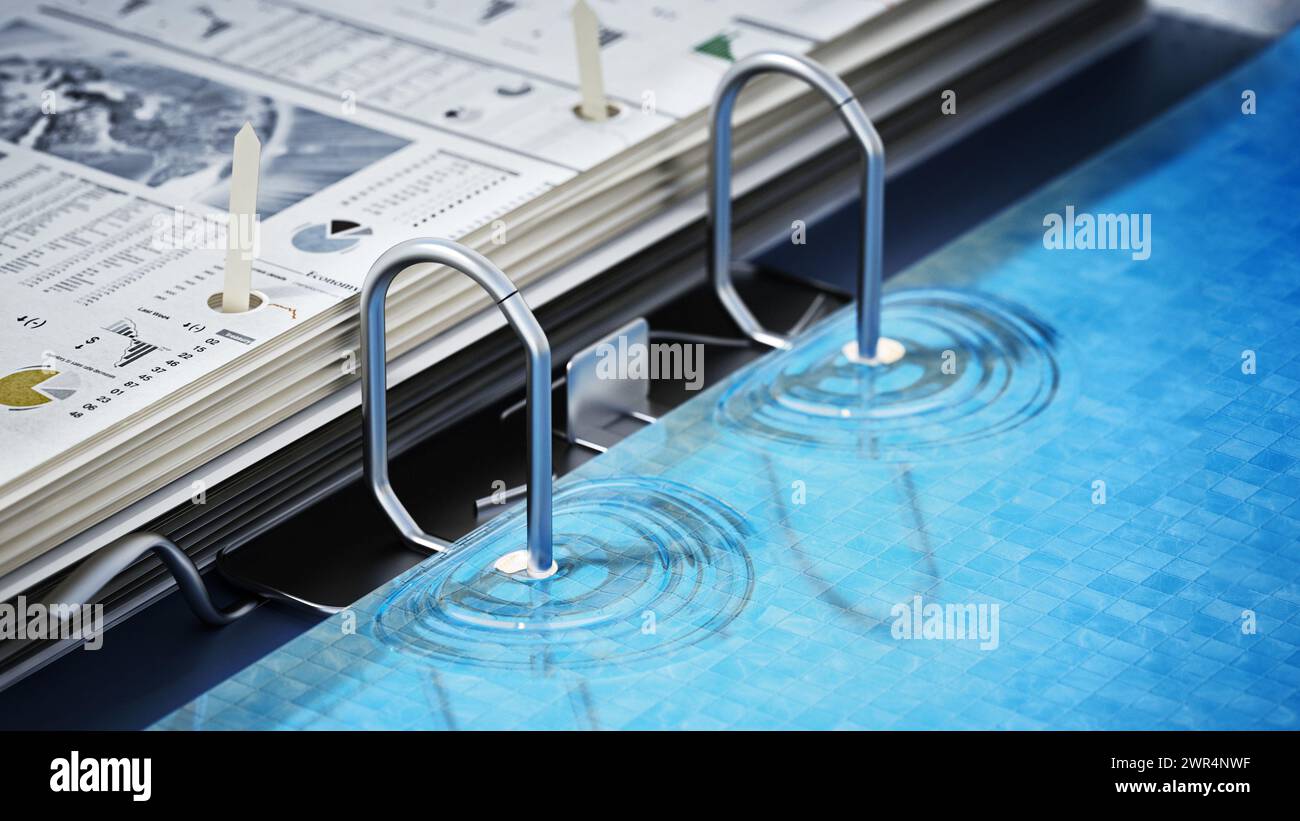 Document folder mechanism illustrated as swimming pool ladder. Business ...