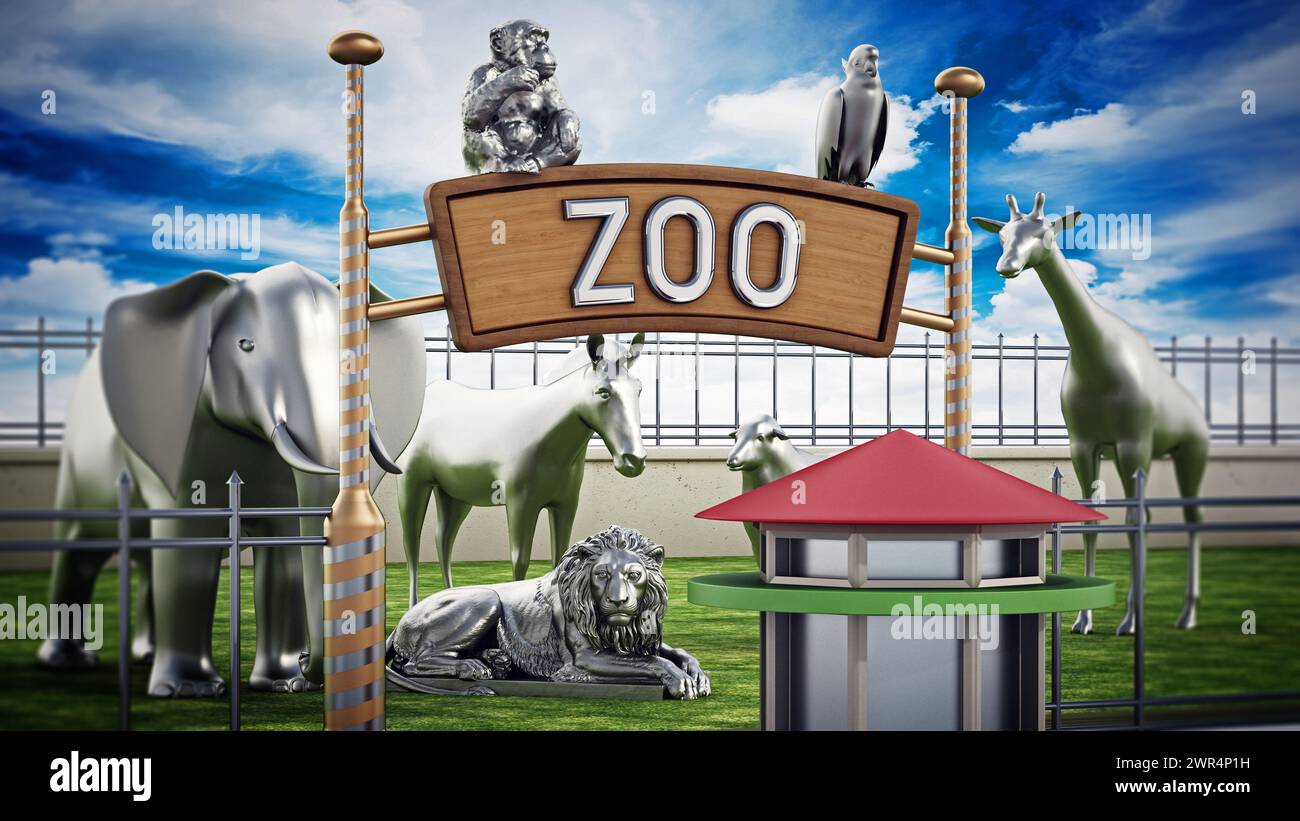 Zoo entrance illustration hi-res stock photography and images - Alamy