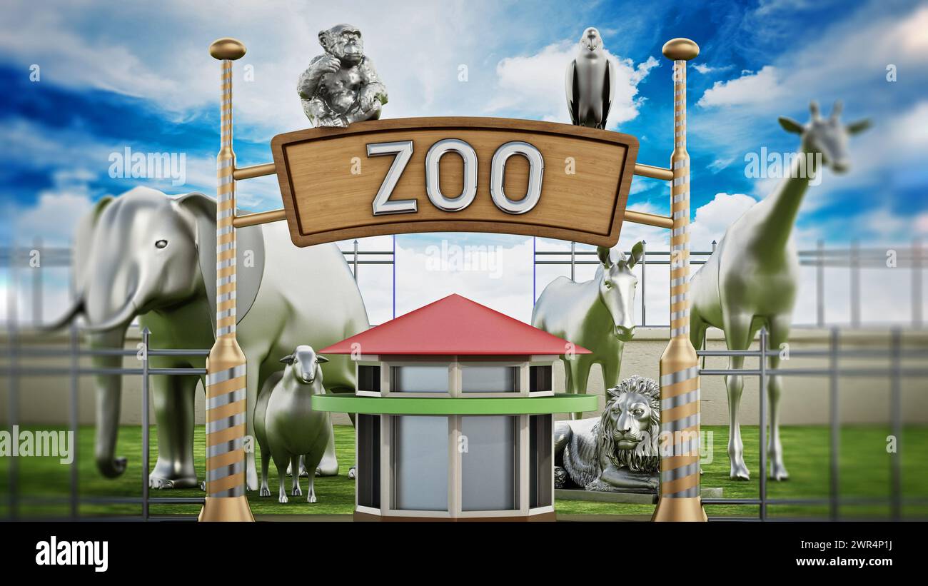 Zoo entrance illustration hi-res stock photography and images - Alamy
