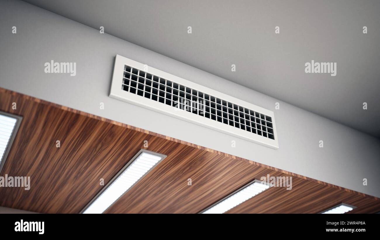 Hotel room air ventilation grill on the wall. 3D illustration Stock ...