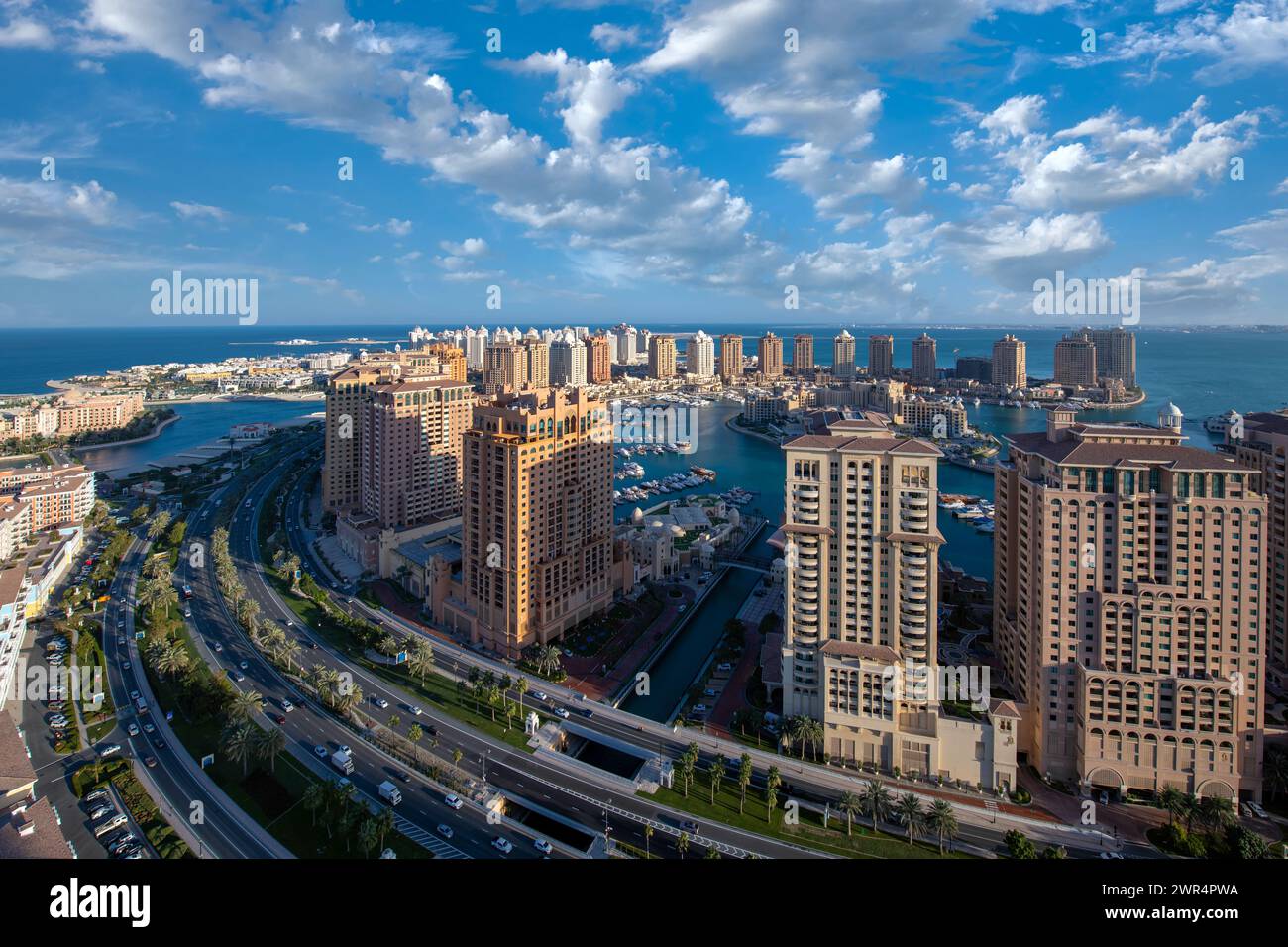 Aerial view of Peral Qatar Porto Arabia Doha Stock Photo - Alamy