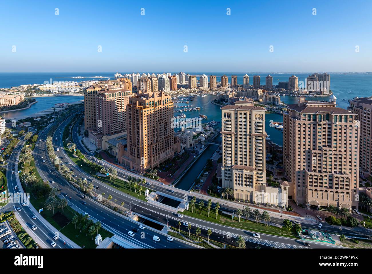 Aerial view of Peral Qatar Porto Arabia Doha Stock Photo - Alamy