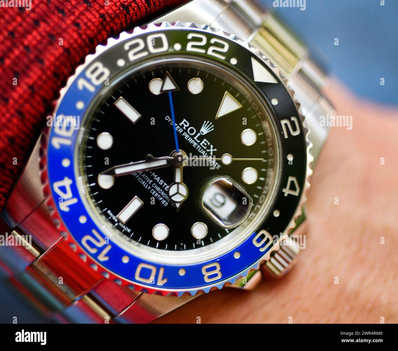 Bangkok Thailand, March 10,2024: Close-up of a man's wrist with the ...